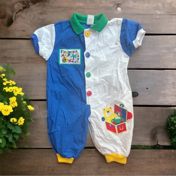 Baby Togs | Bottoms | Vtg 9s Baby Togs Blue White Green Treasure Map ...